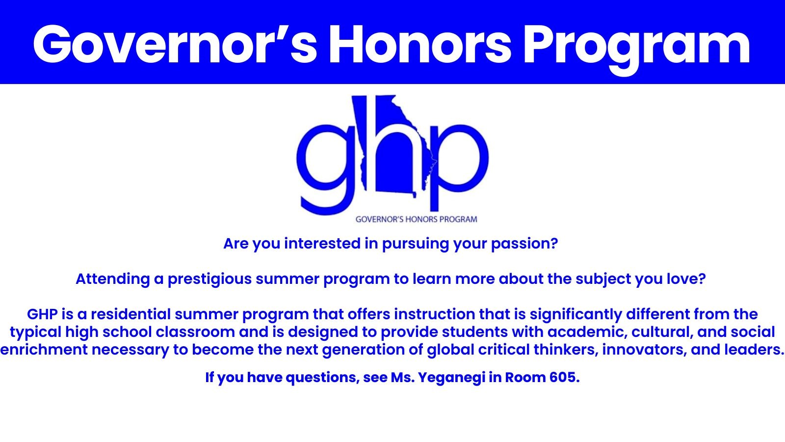 Governor's Honors Program 2026